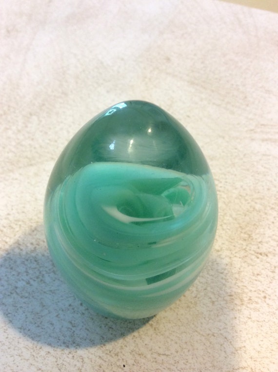 Glass Paperweight Green Swirl Vintage | Etsy