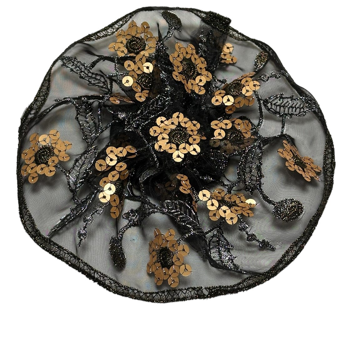 Black and Gold Lace Kippah, Black Lace Yarmulke, Jewish Head Covering ...