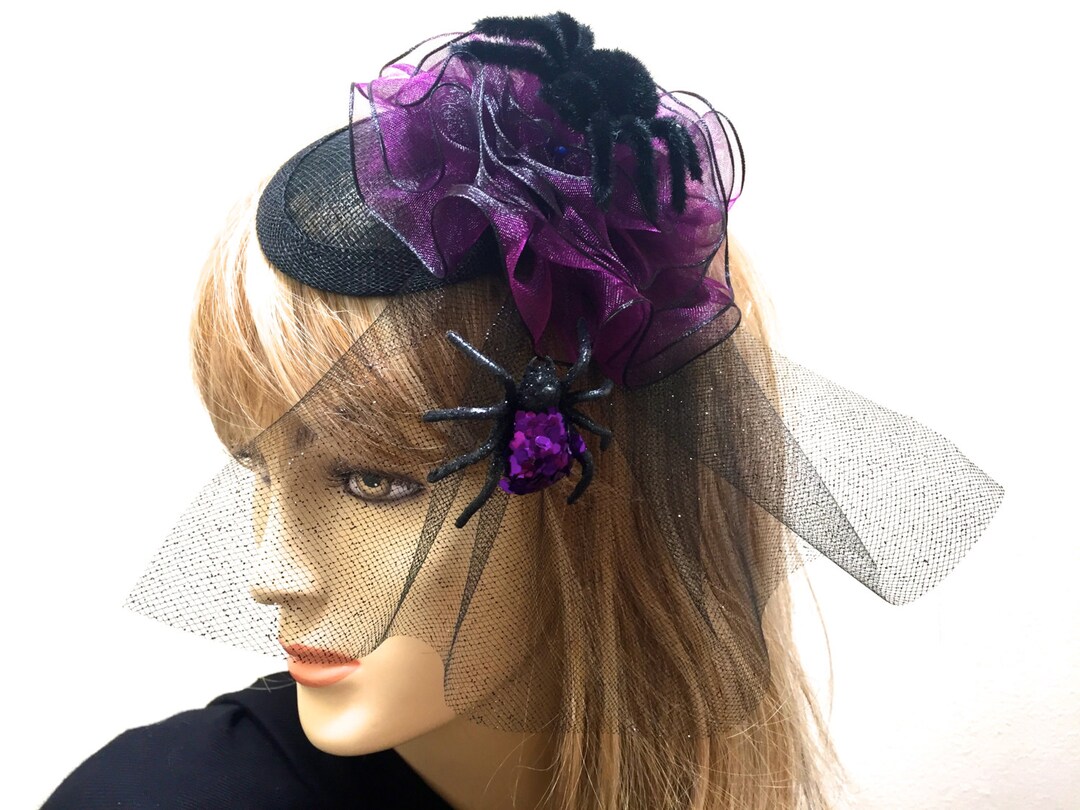 Halloween Fascinator Purple Spider Fascinator Halloween - Etsy