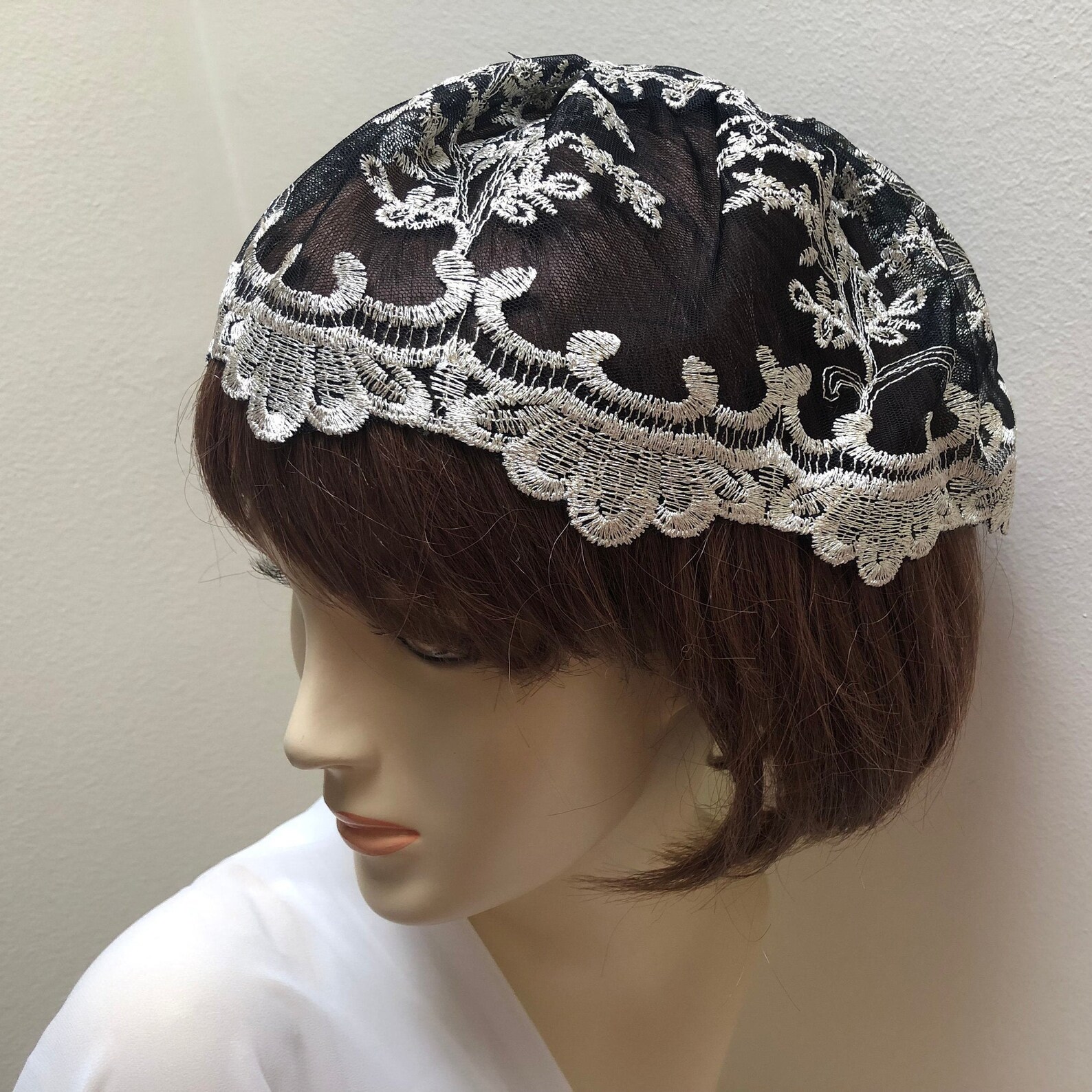 Gold and Black Lace Chapel Cap Lace Veil Black Lace Doily | Etsy