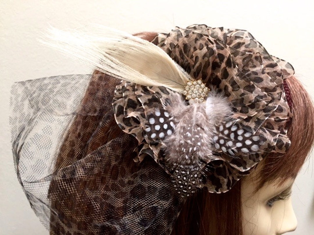 Leopard Fascinator, Kentucky Derby Hat, Animal Print Hat, Brown ...