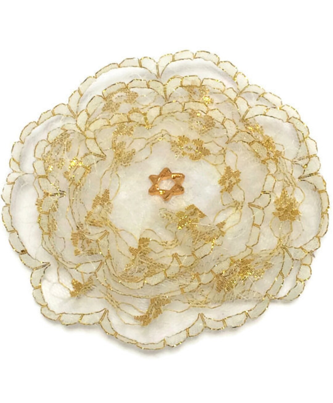 White and Gold Lace Kippah, Gold Lace Yarmulke, Women's Kippah - Etsy