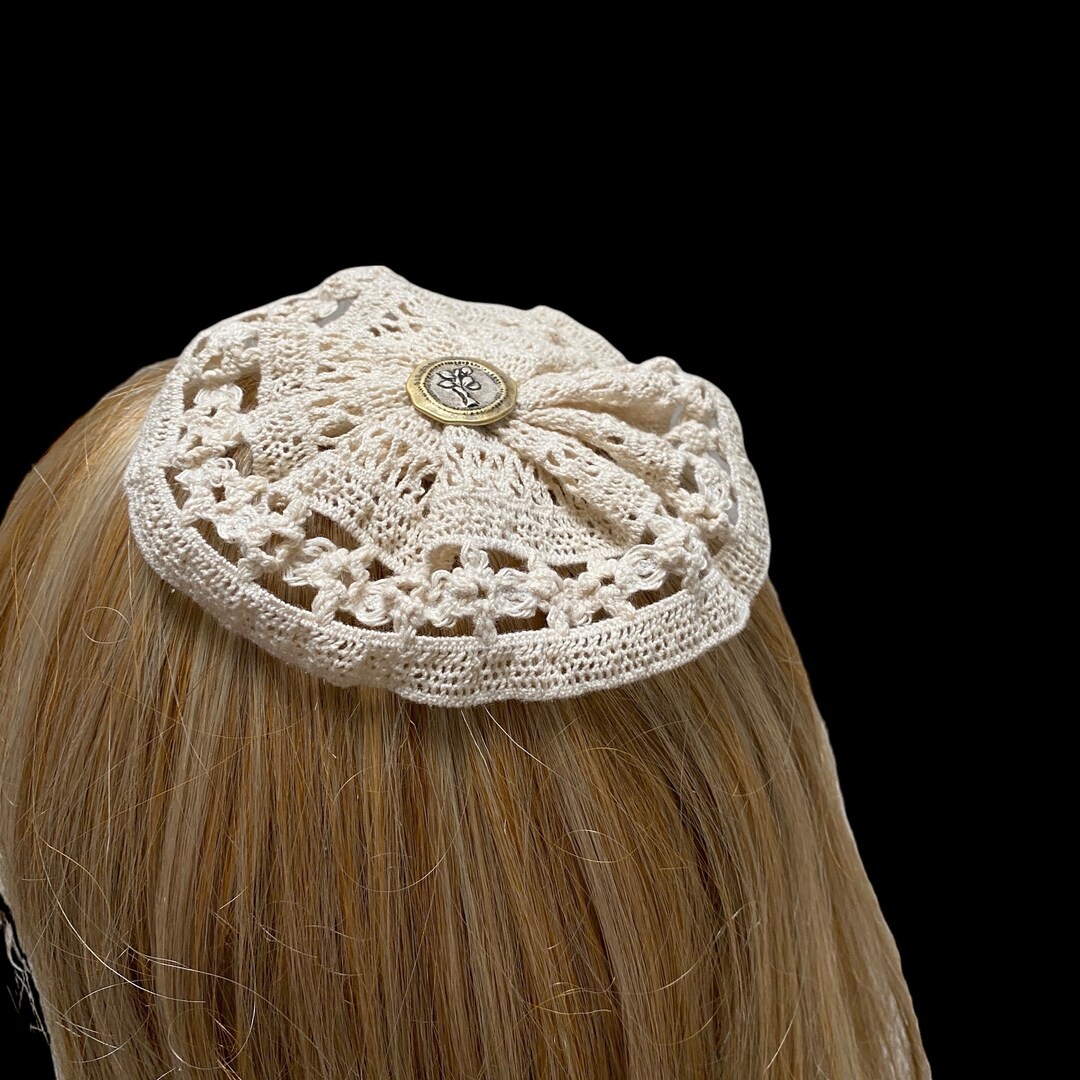 Ivory Crochet Lace Kippah Yarmulke for Women - Etsy