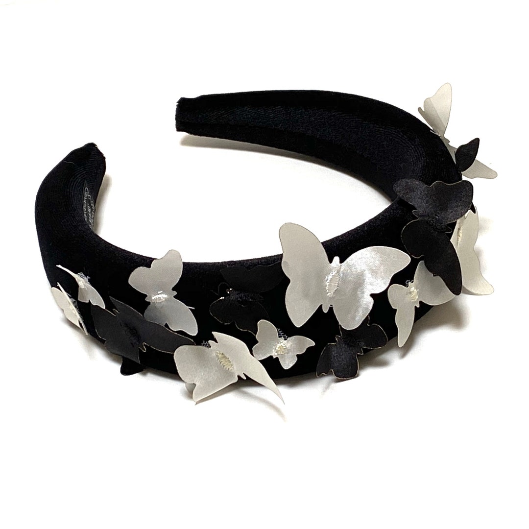 Black and White Butterfly Headband, Butterfly Crown, Butterfly Padded ...