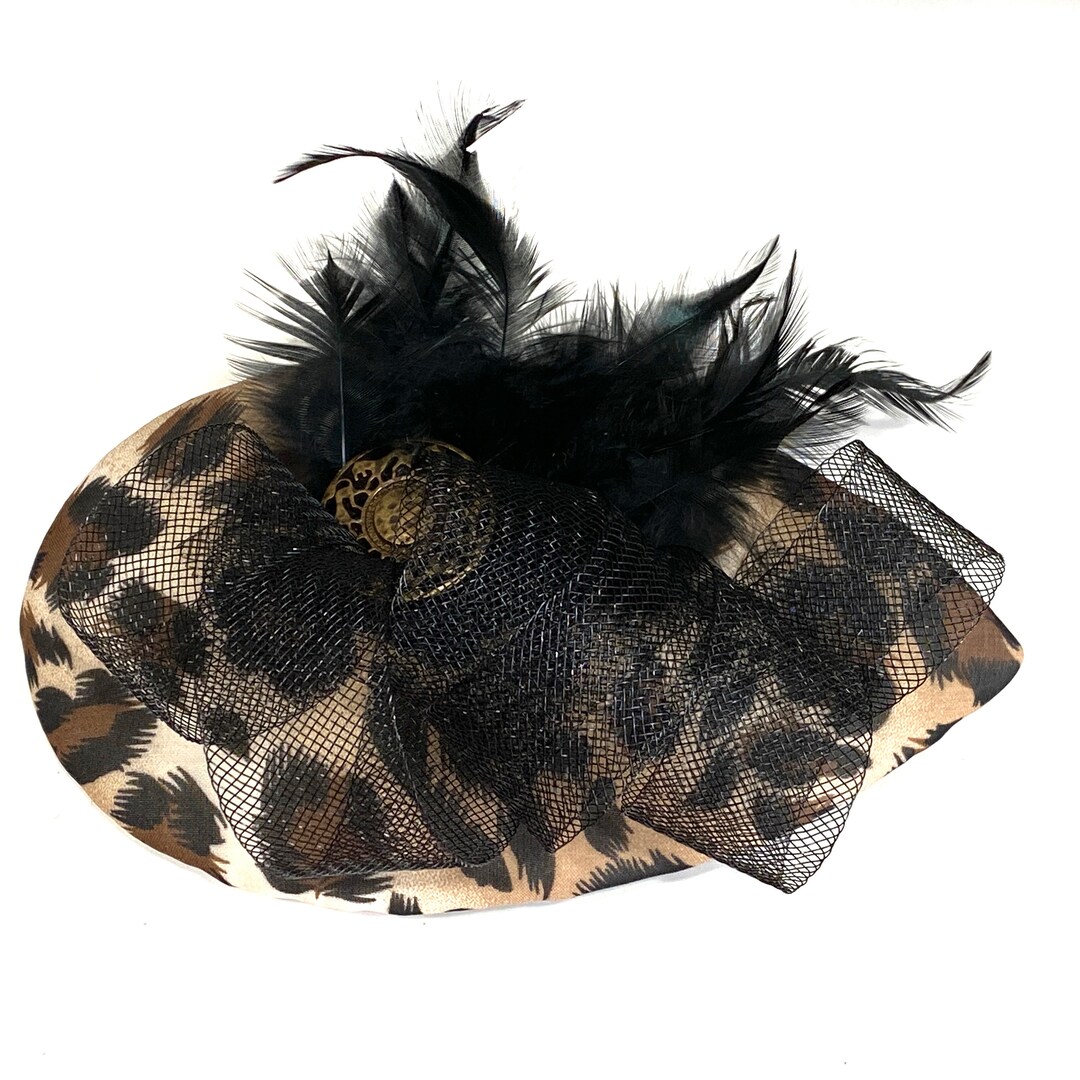 Leopard Print Fascinator: Feathered Animal Print Cocktail Hat - Etsy