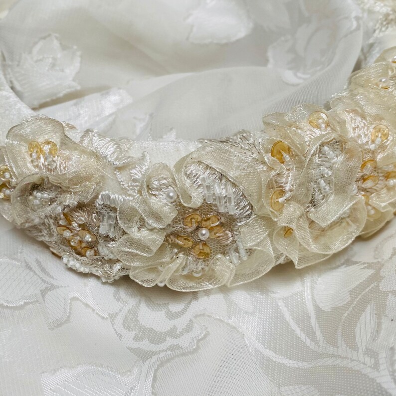 Bridal Ivory Headband Creme Padded Headband Beaded Crown - Etsy