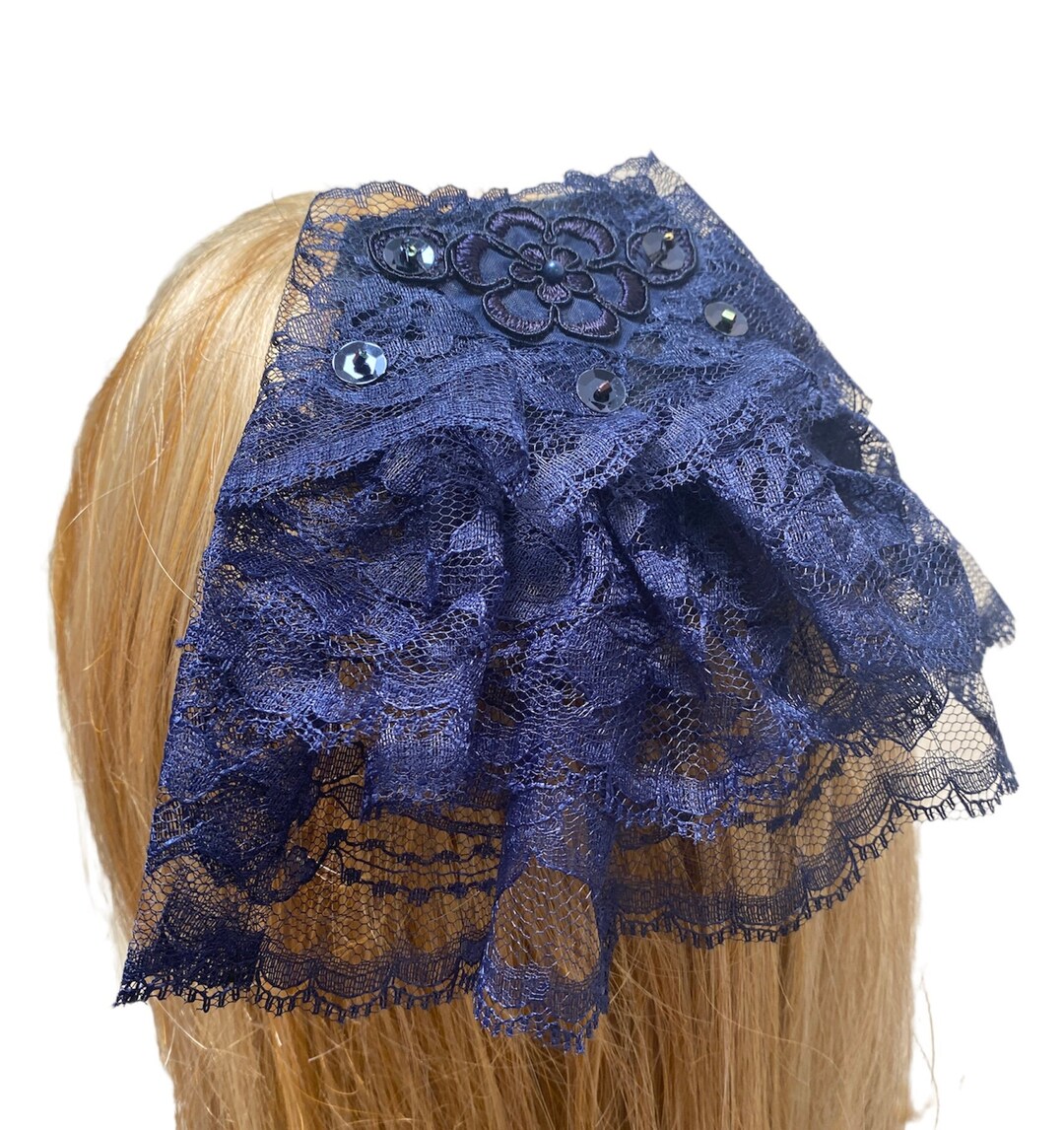 Navy Lace Head Covering Handkerchief Style for Women - Etsy