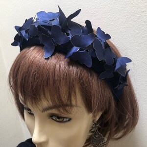 Navy Padded Headband Butterfly Crown Navy Alice Band - Etsy