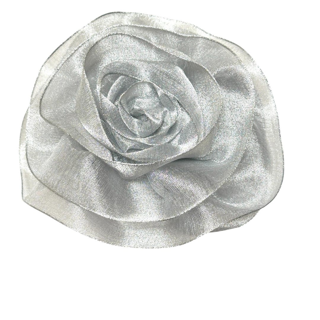 Large Silver Organza Flower Brooch Pin: Wired Chiffon - Etsy