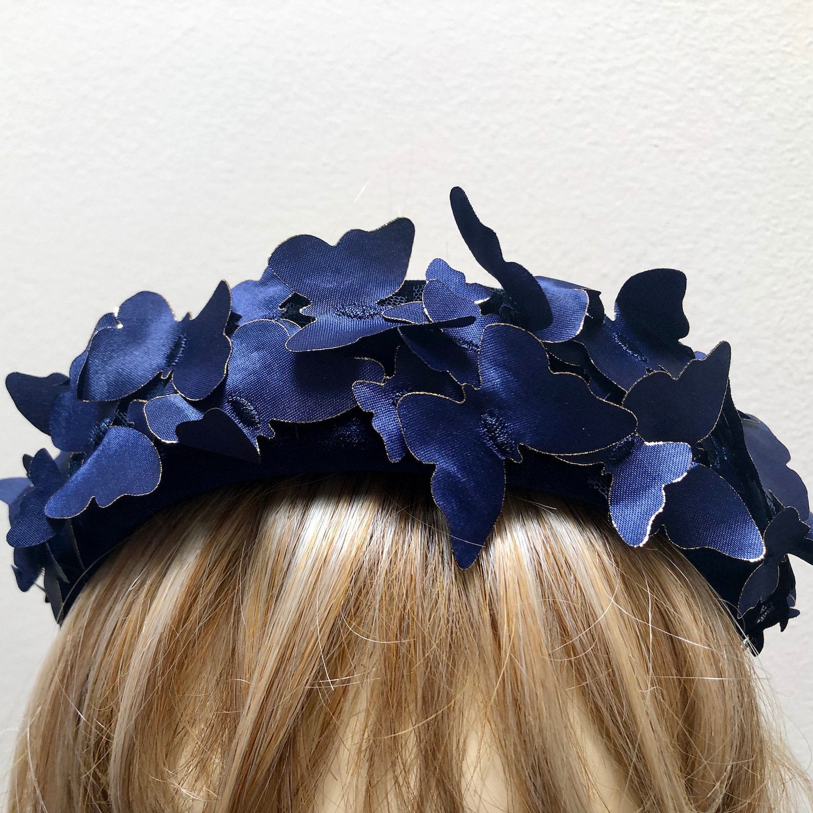 Navy Padded Headband, Butterfly Crown, Navy Alice Band - Etsy