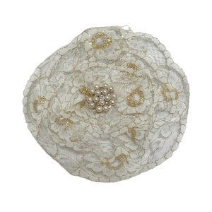 White and Gold Lace Kippah, Gold Lace Yarmulke, Women's Kippah - Etsy