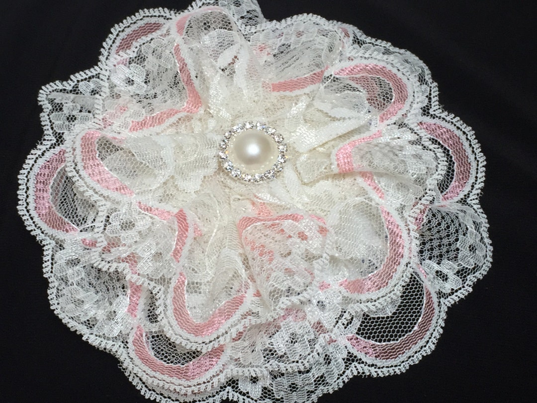 Ivory and Pink Lace Kippah With Pearl Rhinestone Center - Etsy