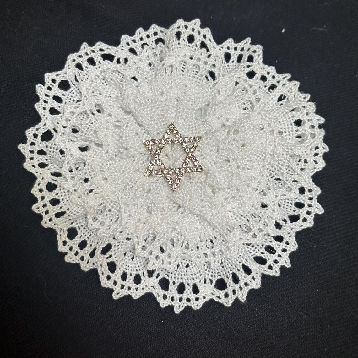 White Crochet Kippah, Wedding Kippah, Jewish Star Kippah, Cotton ...