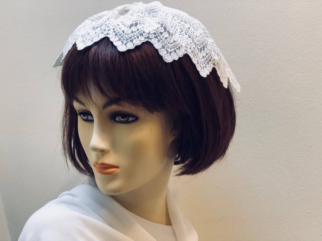Ivory Lace Chapel Cap, Women's Lace Head Covering - Etsy