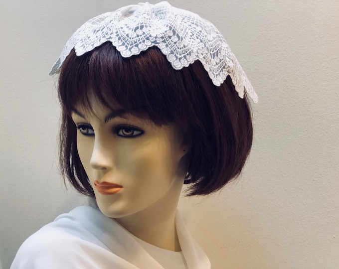 Lace Church Hat, Chapel Prayer Cap Comb Attached One Size Hot Pink ...