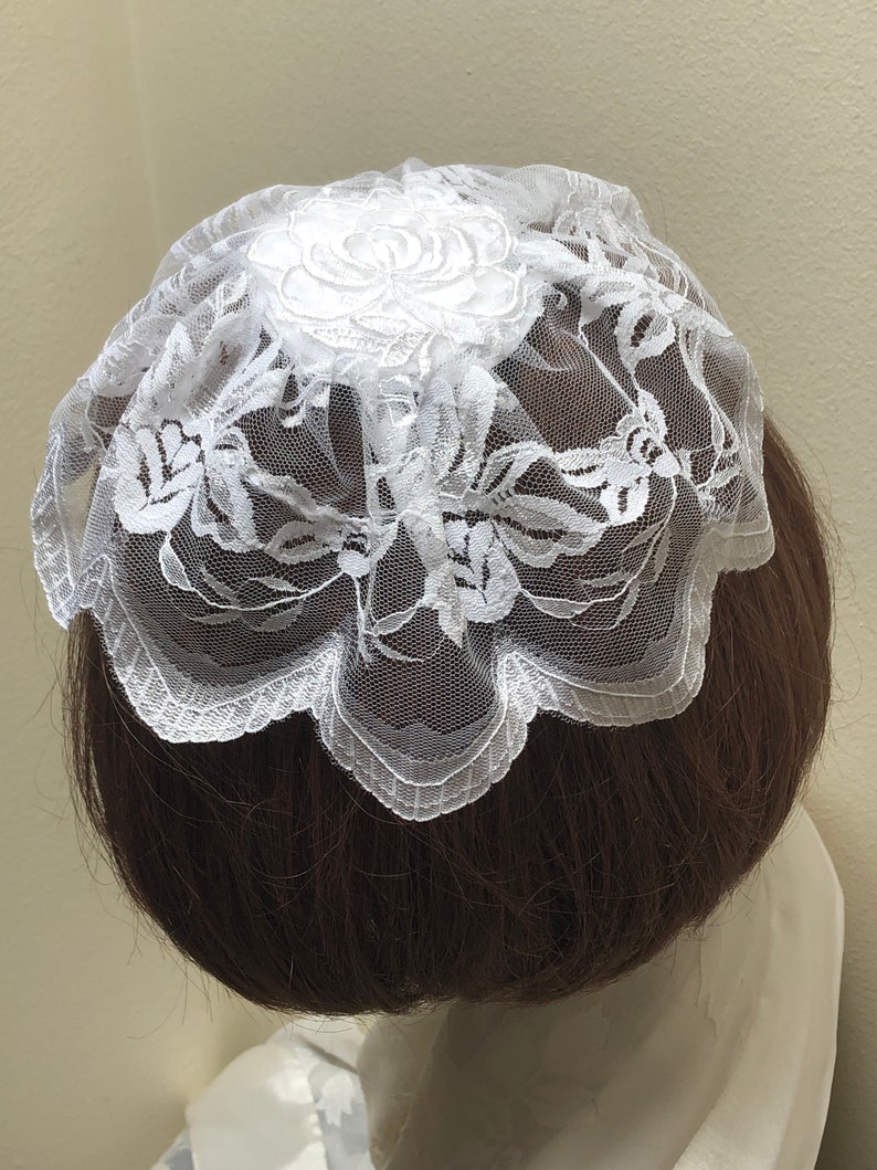 White Lace Chapel Cap Women's Lace Head Covering White - Etsy