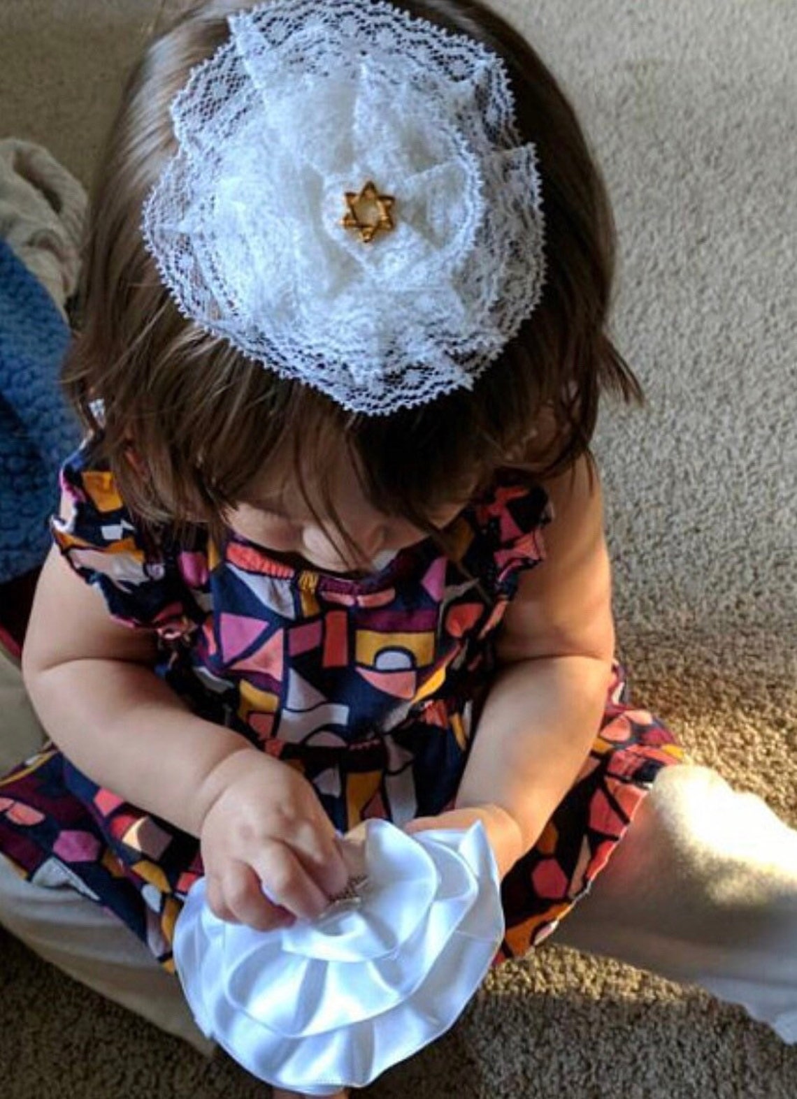 White Lace Baby Yarmulke Baby Naming Kippah Jewish Baby Girl | Etsy