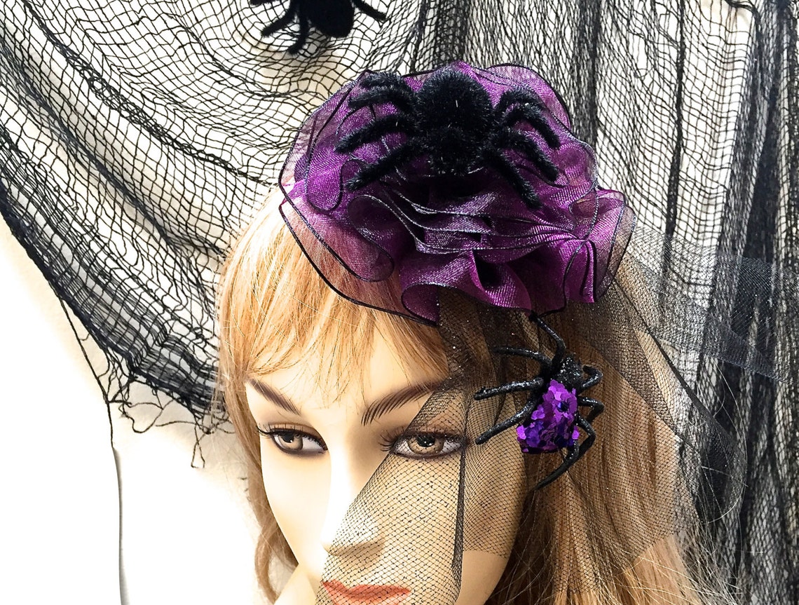 Halloween Fascinator Purple Spider Fascinator Halloween | Etsy