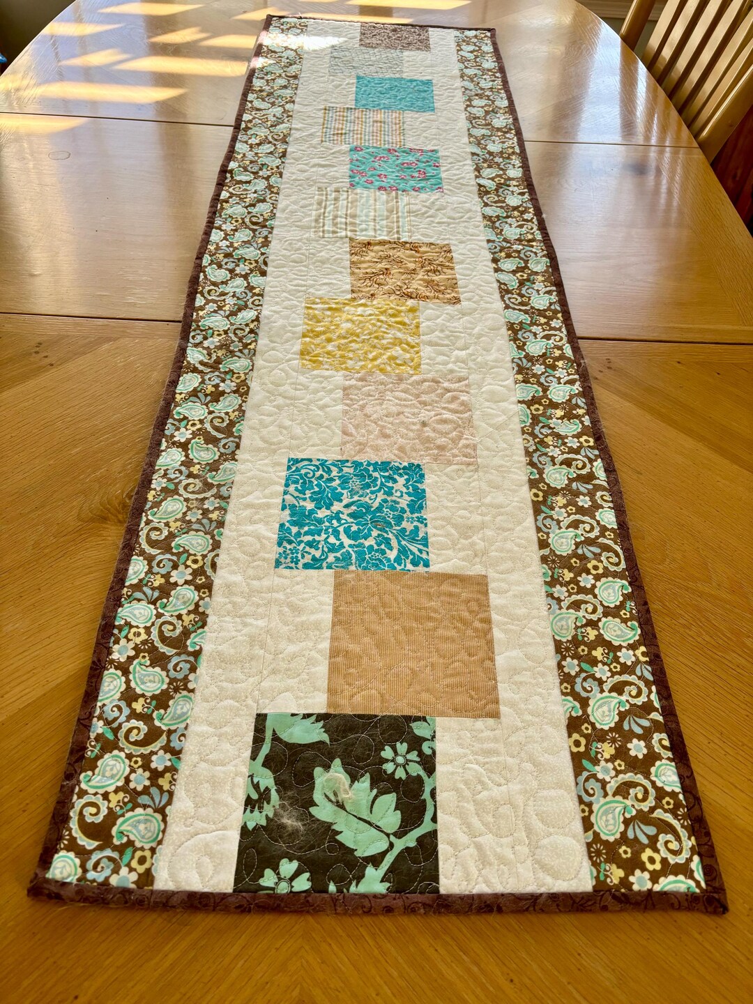 Quilted Neutral Patchwork Modern Table Runner - Etsy