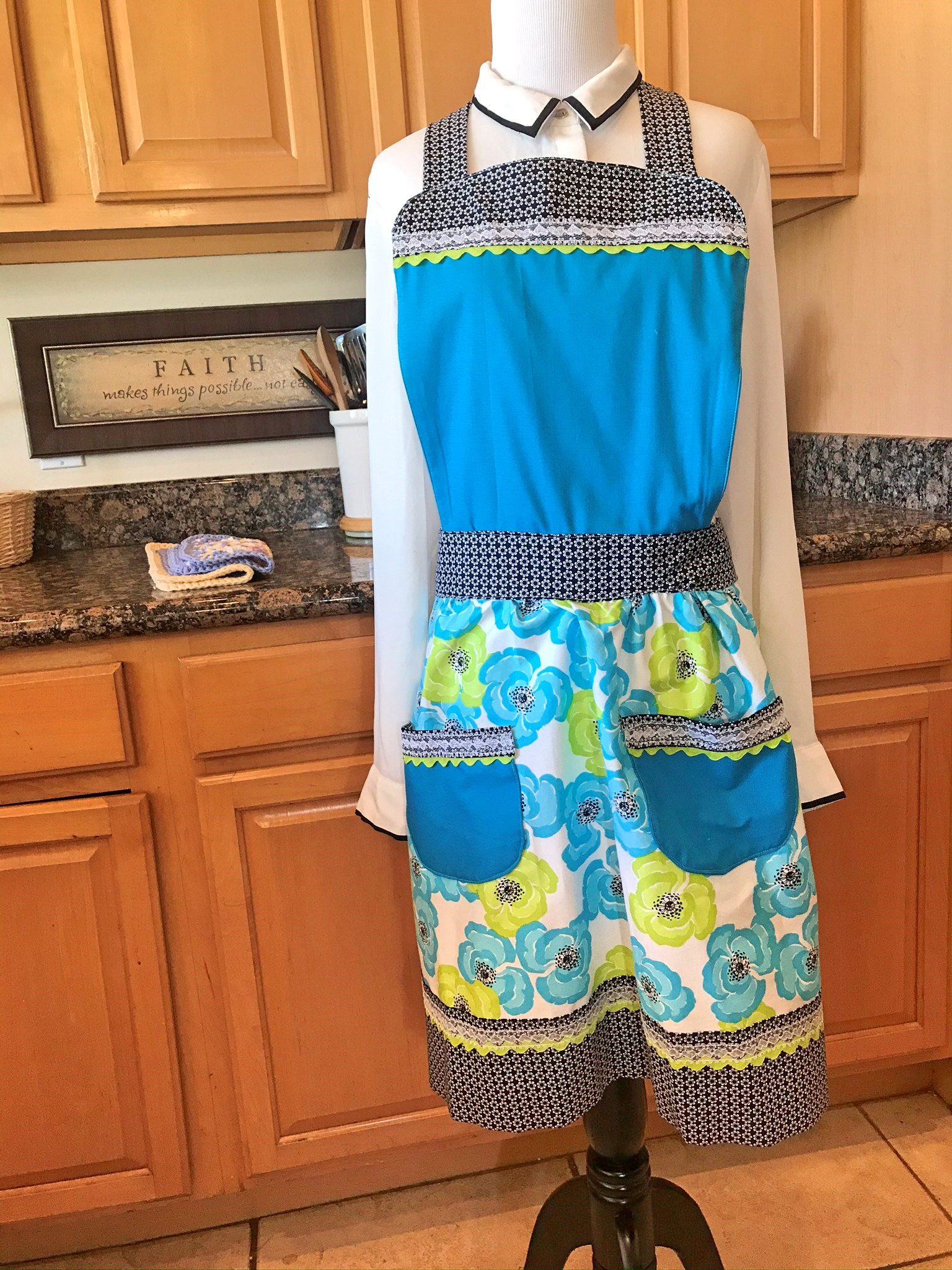 Patsy Turquoise Flower Full Apron Adult One Size - Etsy