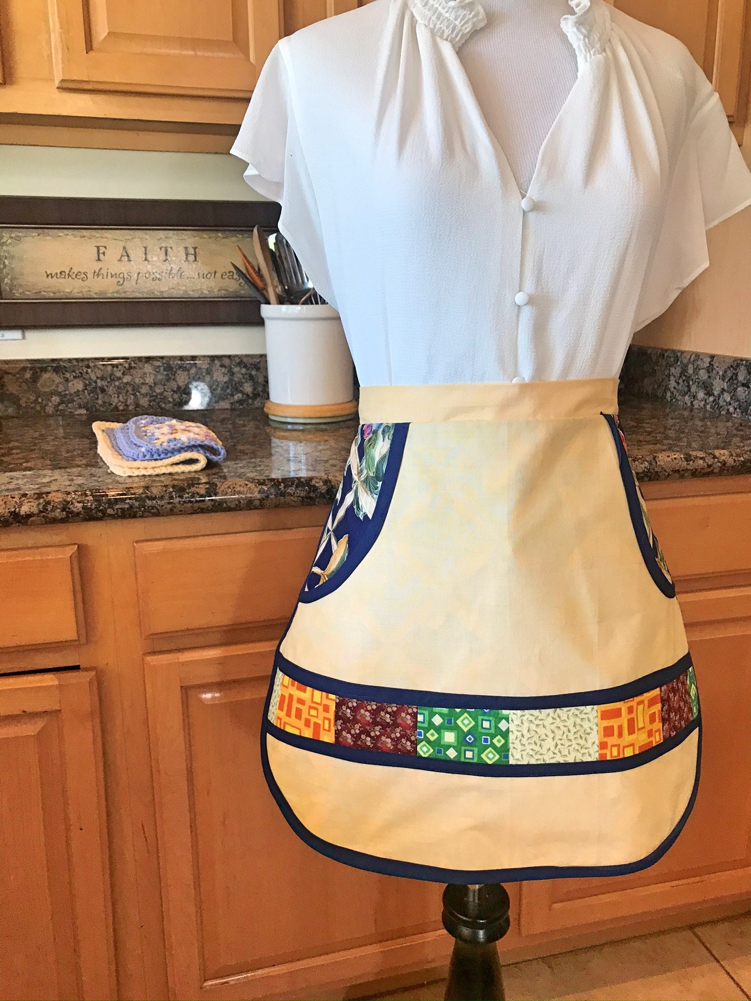 Jane Yellow Patchwork Half Apron Adult One Size - Etsy