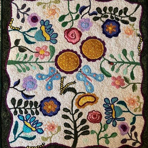 Ava's Blossoms Vermont Folk Rugs Rug Hooking Pattern on Linen - Etsy