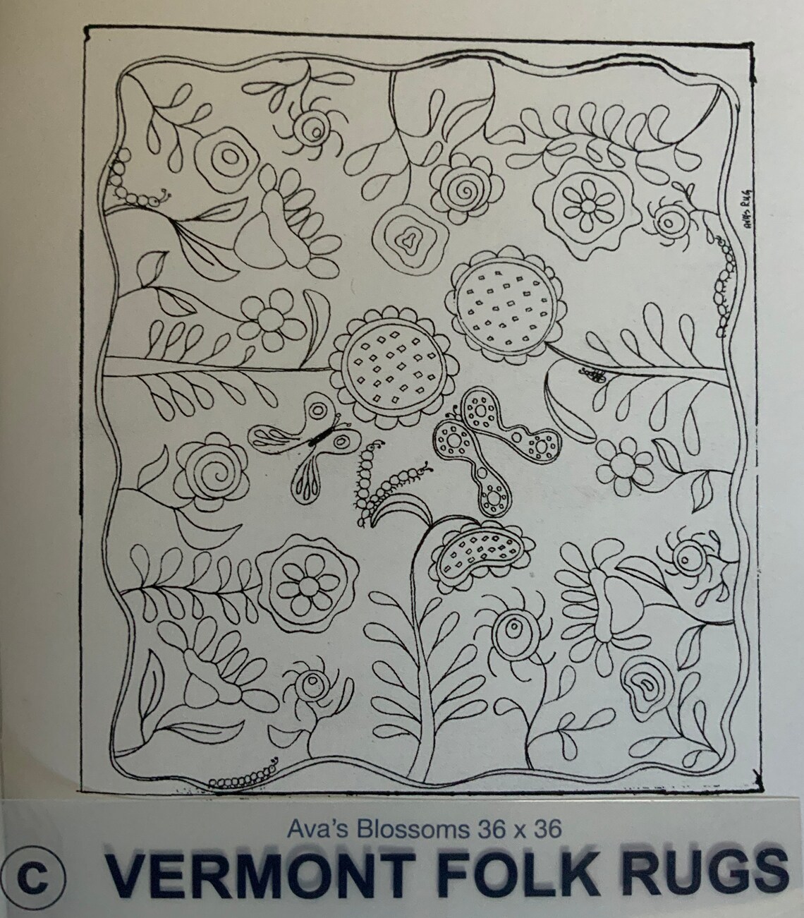 Ava's Blossoms Vermont Folk Rugs Rug Hooking Pattern on Linen - Etsy