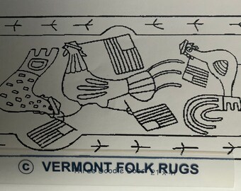 Flower Power Vermont Folk Rugs Rug Hooking Pattern on Linen - Etsy