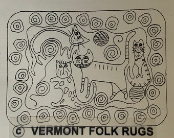 Flower Power Vermont Folk Rugs Rug Hooking Pattern on Linen - Etsy