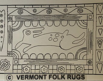 Wee Folks Vermont Folk Rugs Rug Hooking Pattern on Linen - Etsy
