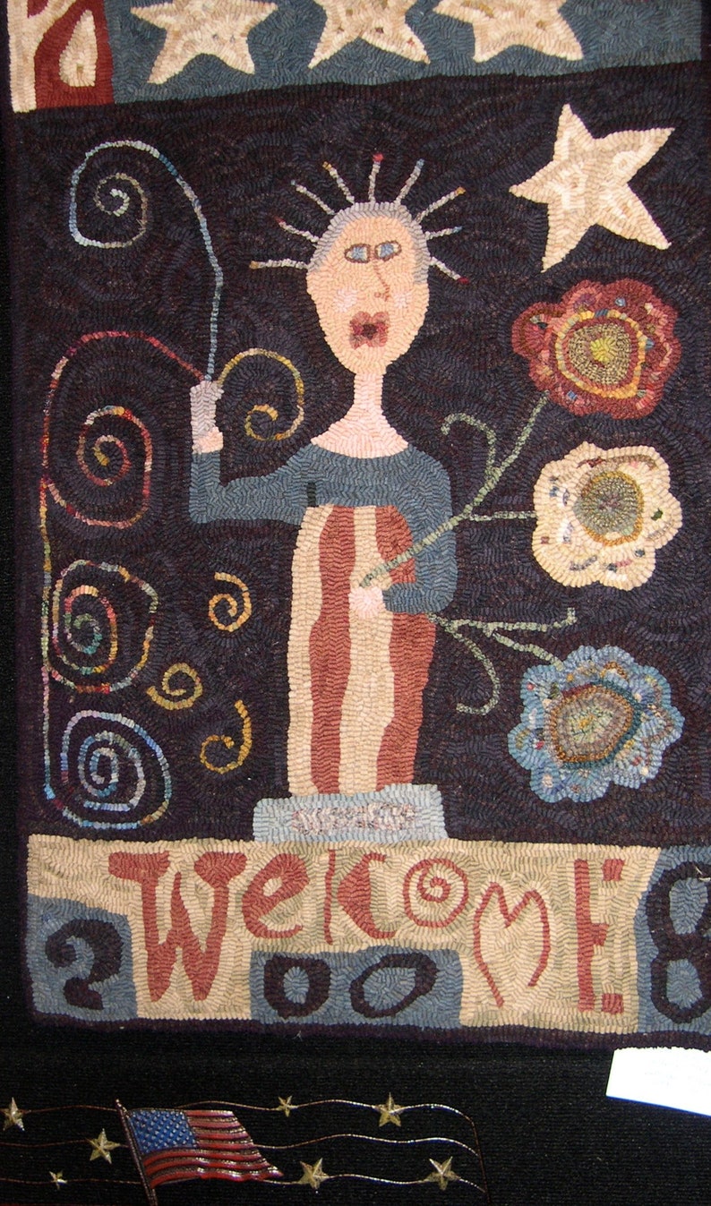 Lady Liberty Vermont Folk Rugs Rug Hooking Pattern on Linen - Etsy