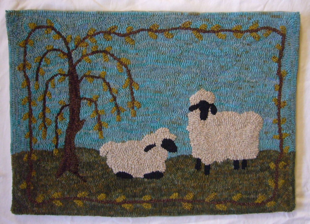 Two Sheep With Willow Rug Hooking Kit - Etsy
