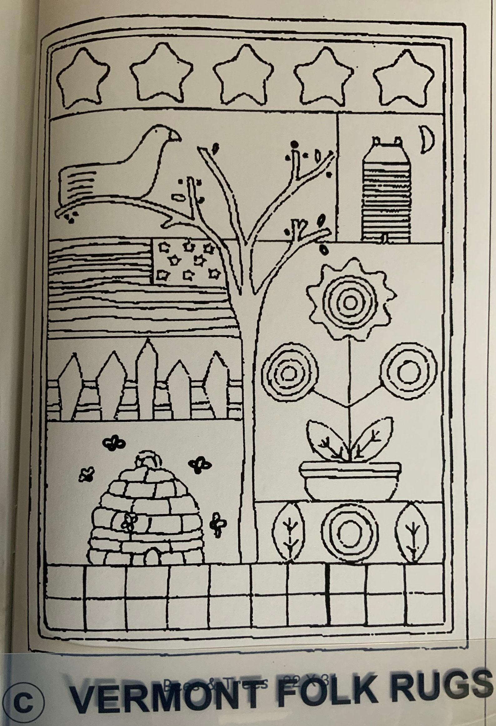 Bees & Trees Vermont Folk Rugs Rug Hooking Pattern on Linen - Etsy