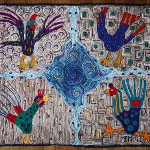 Funky Chickens Vermont Folk Rugs Rug Hooking Pattern on Linen - Etsy