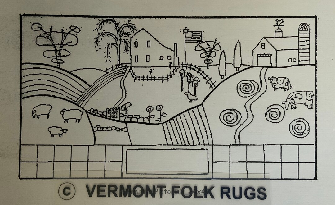 Primitive Pictorial Vermont Folk Rugs Rug Hooking Pattern on Linen - Etsy