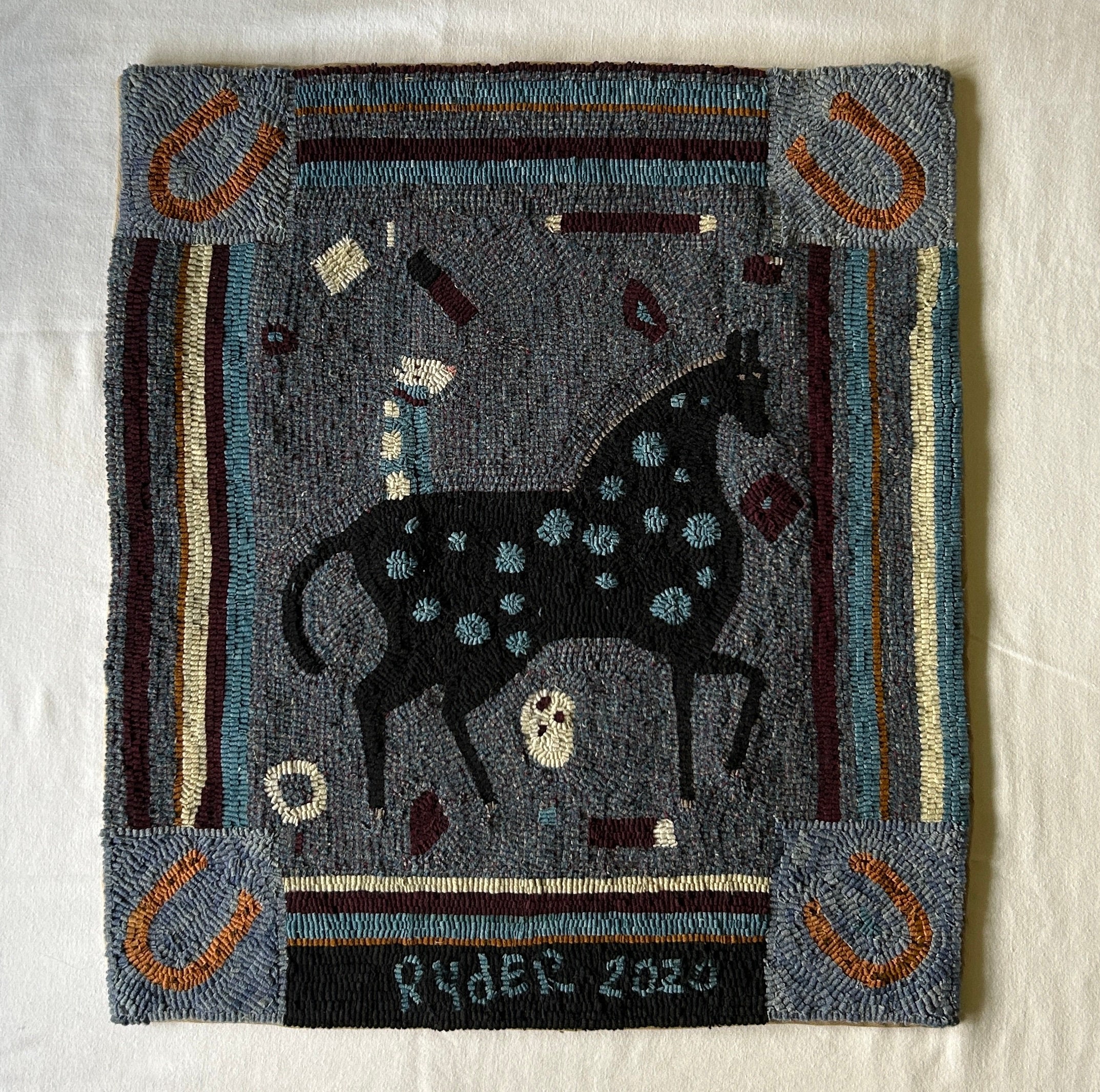 Riders and Friend Vermont Folk Rugs Rug Hooking Pattern on Linen - Etsy