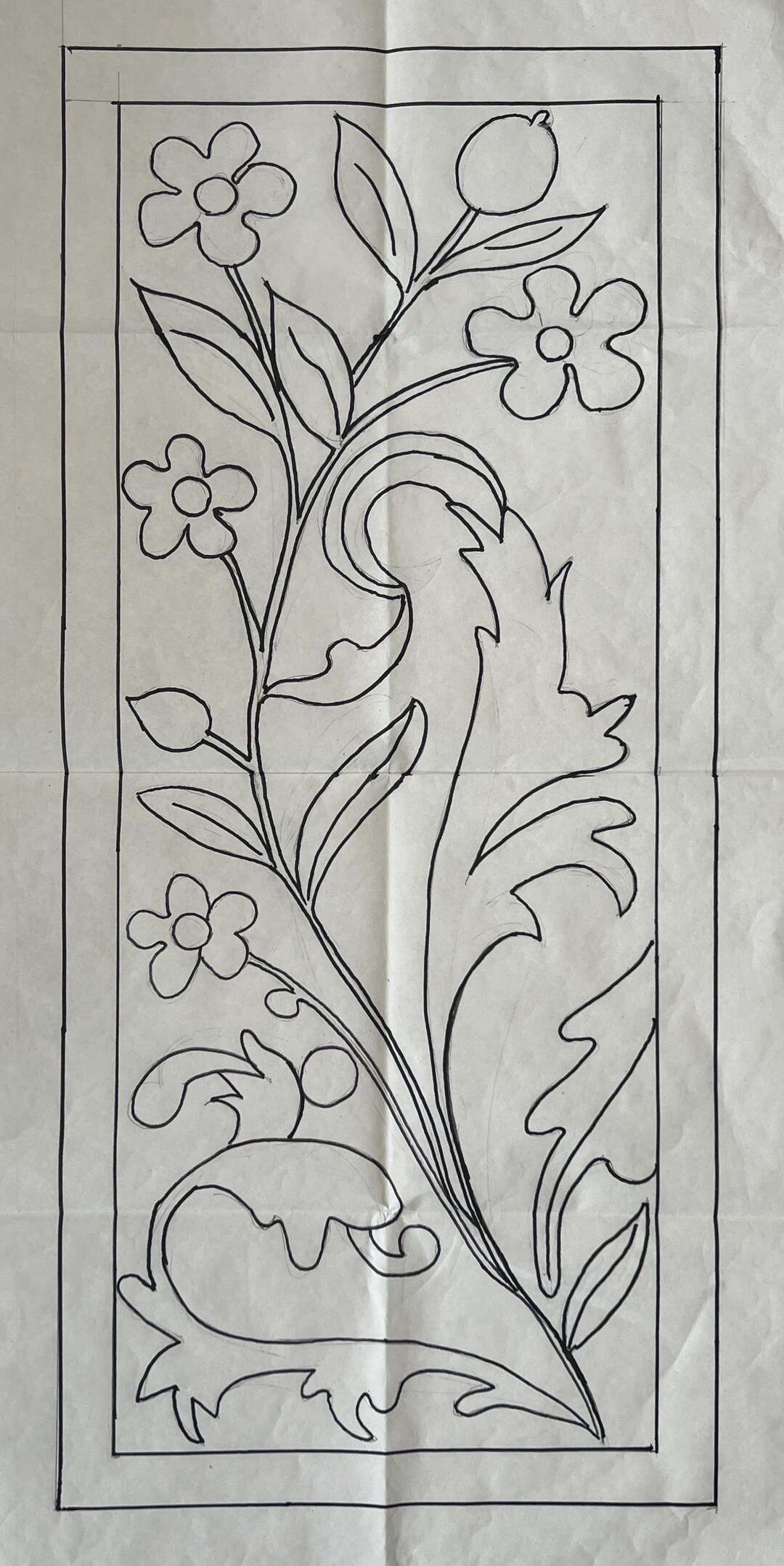 Medieval Panel Flowers Rug Hooking Pattern on Linen - Etsy