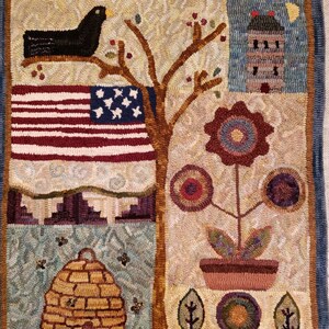 Bees & Trees Vermont Folk Rugs Rug Hooking Pattern on Linen - Etsy