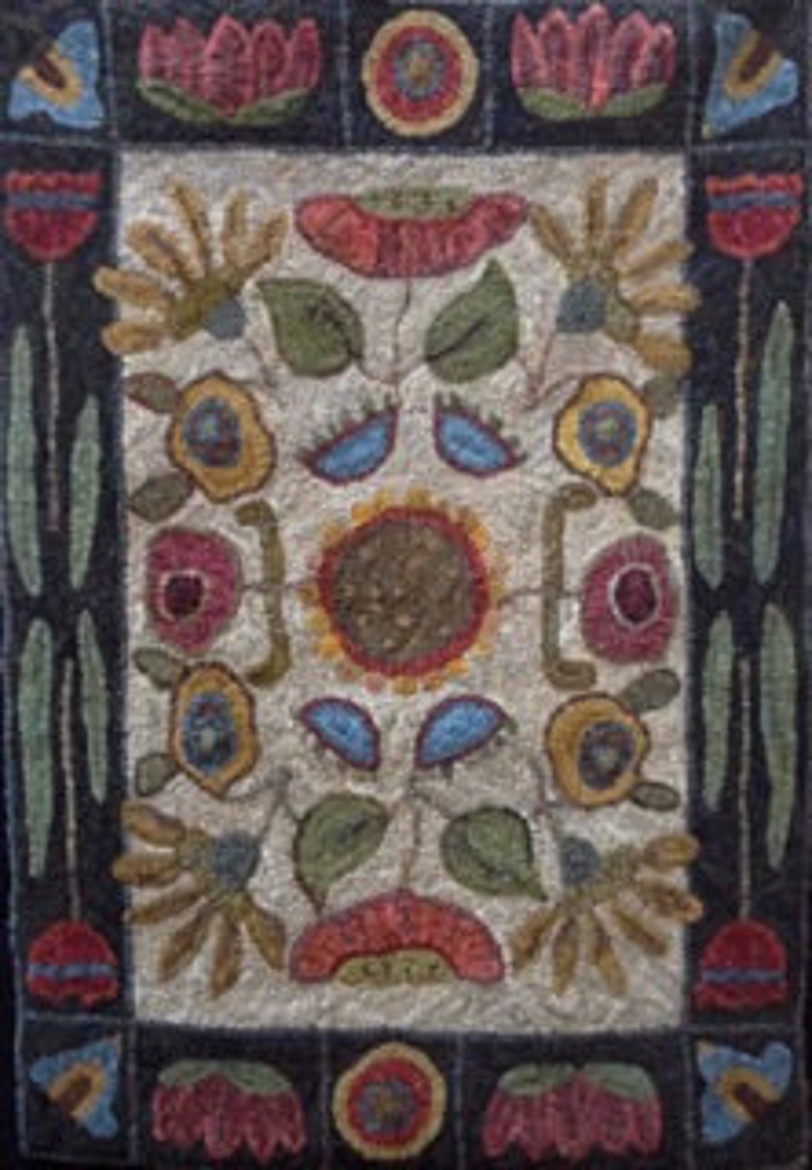 Flower Power Vermont Folk Rugs Rug Hooking Pattern on Linen - Etsy