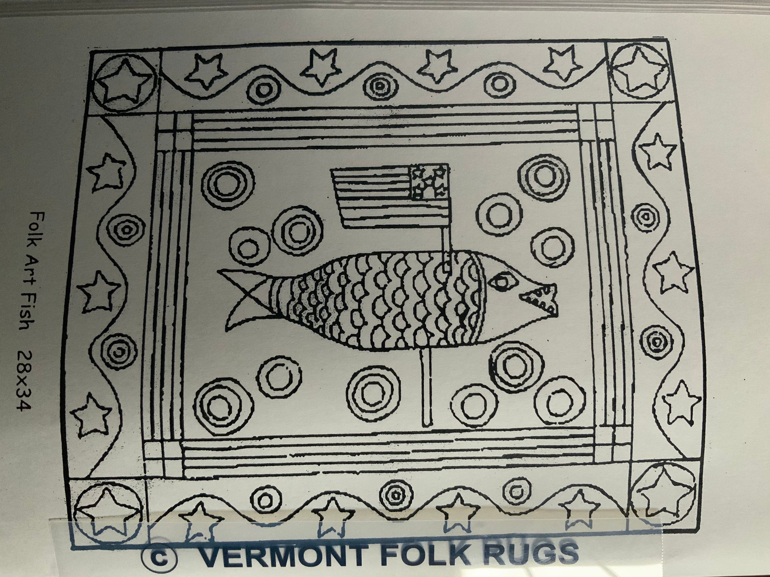 Folk Art Fish Vermont Folk Rugs Rug Hooking Pattern on Linen - Etsy