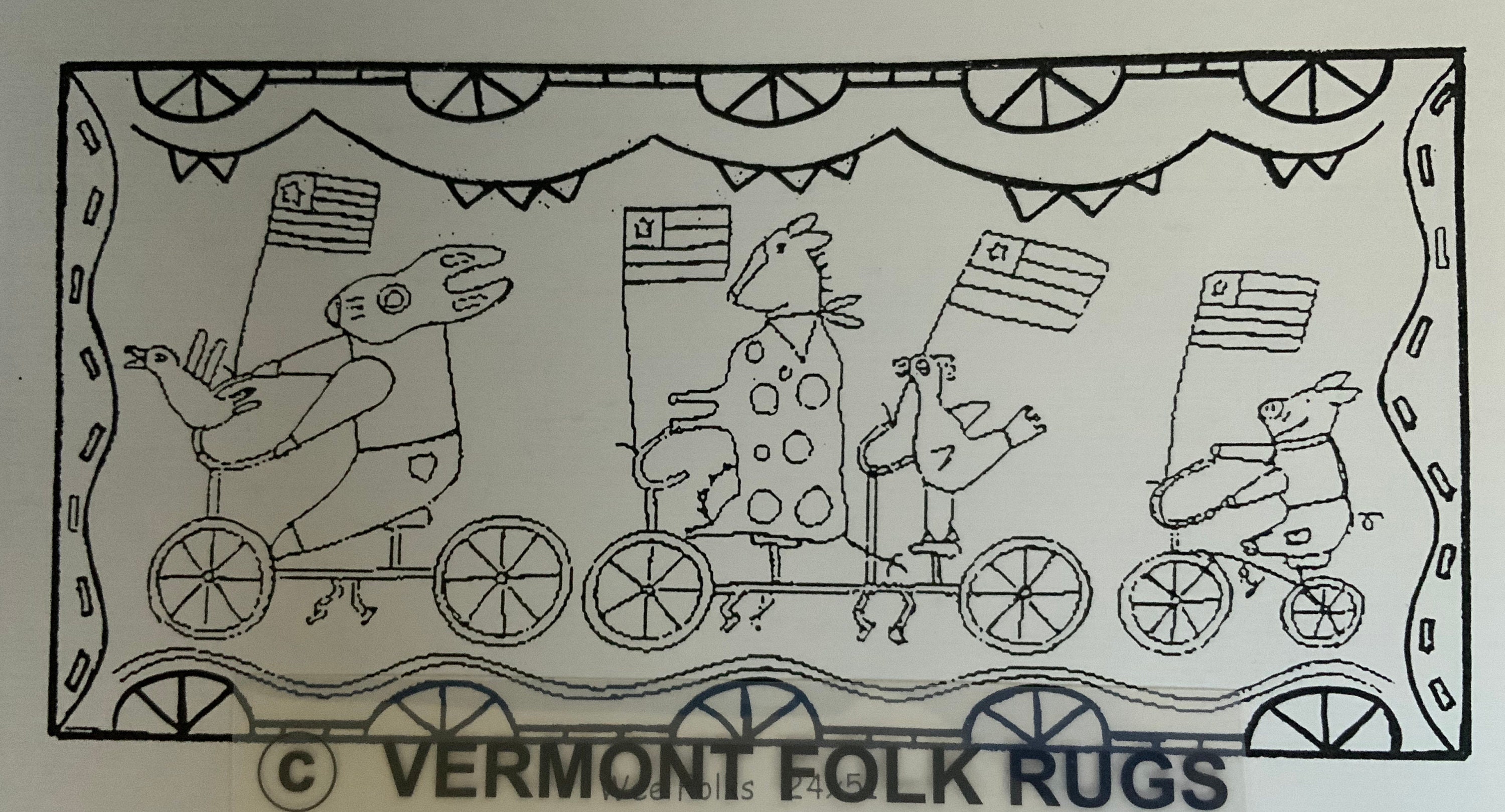 Wee Folks Vermont Folk Rugs Rug Hooking Pattern on Linen - Etsy