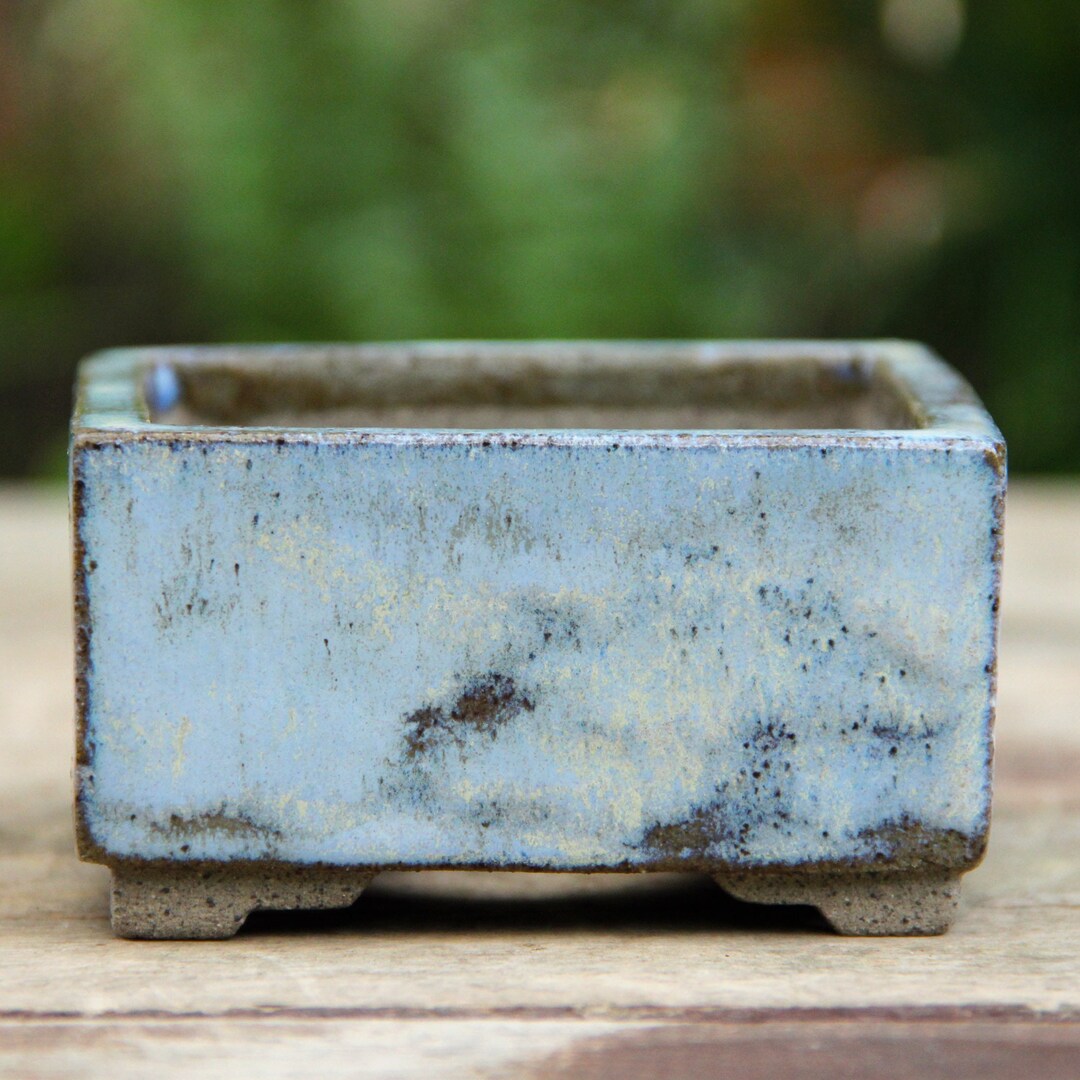 Handmade Ceramic Bonsai Pot, Blue Glazed Square Bonsai Pot, Quality ...