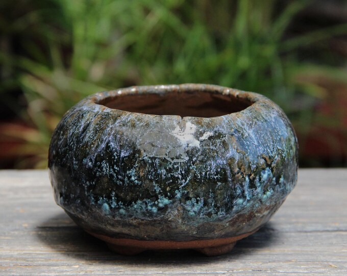 Handmade Ceramic Small Glazed Bowl Planter, Round Succulent Cactus ...