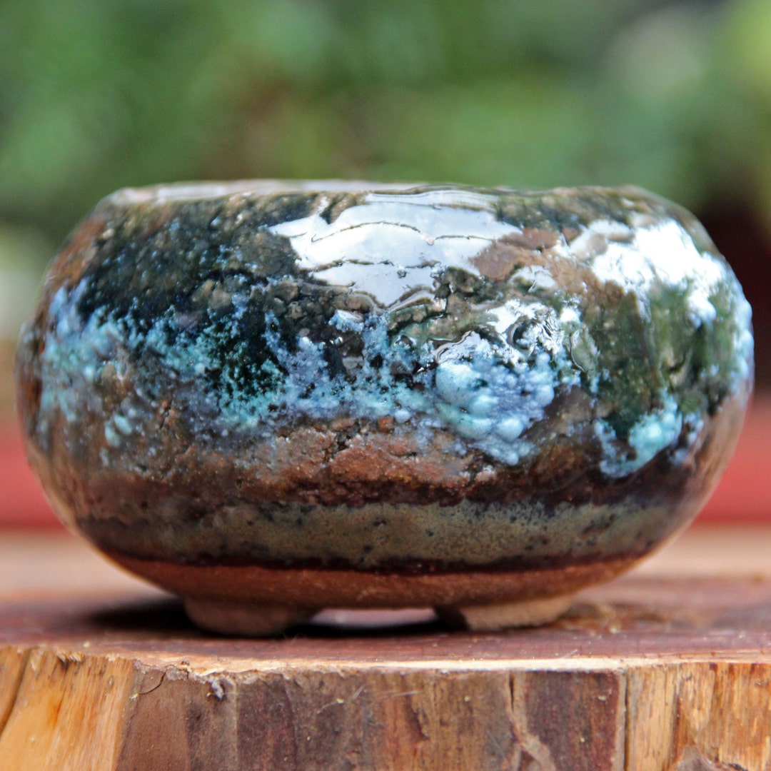 Handmade Ceramic Small Glazed Bowl Planter, Round Succulent Cactus ...