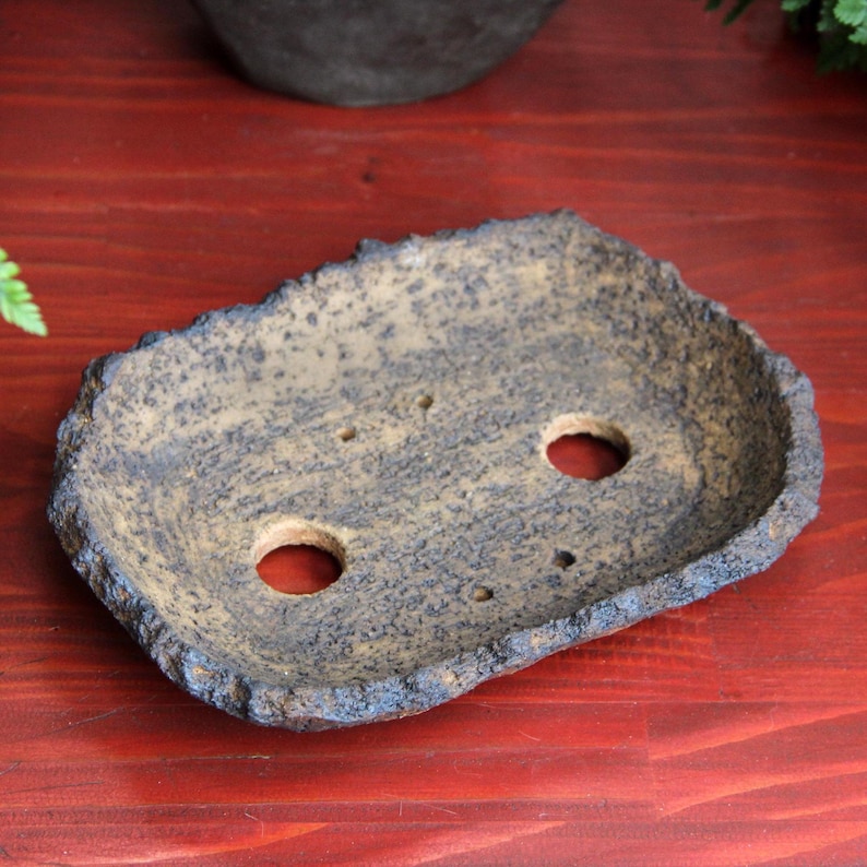 Handmade Brown Clay Forest Bonsai Pot Tray: Organic Oval Ceramic ...