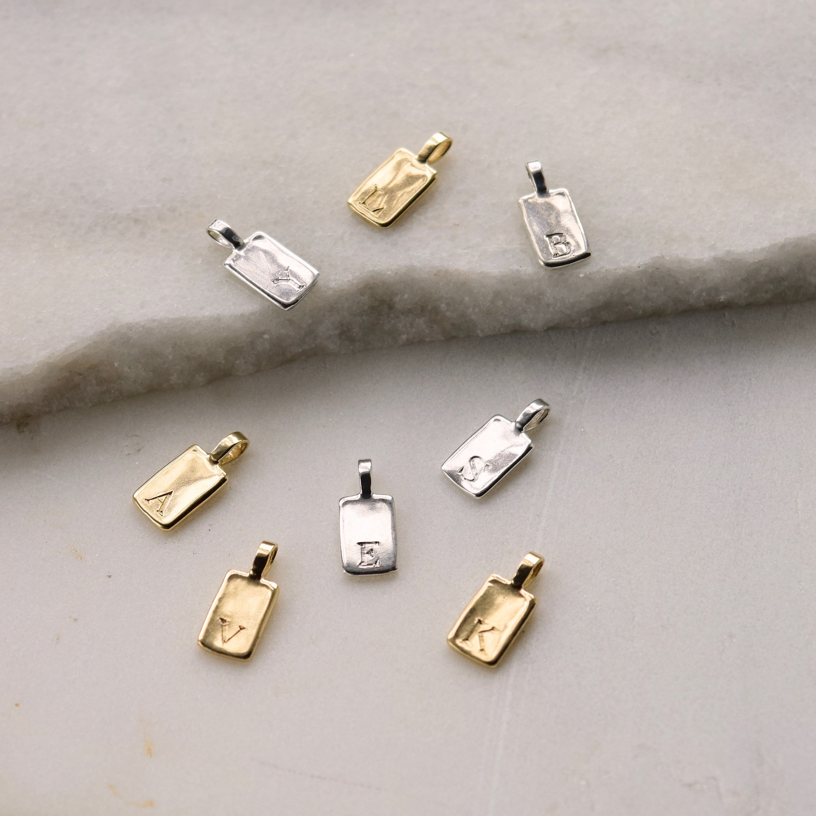 Initial Tag Necklace 14k Gold Tag Necklace Initial Tag - Etsy