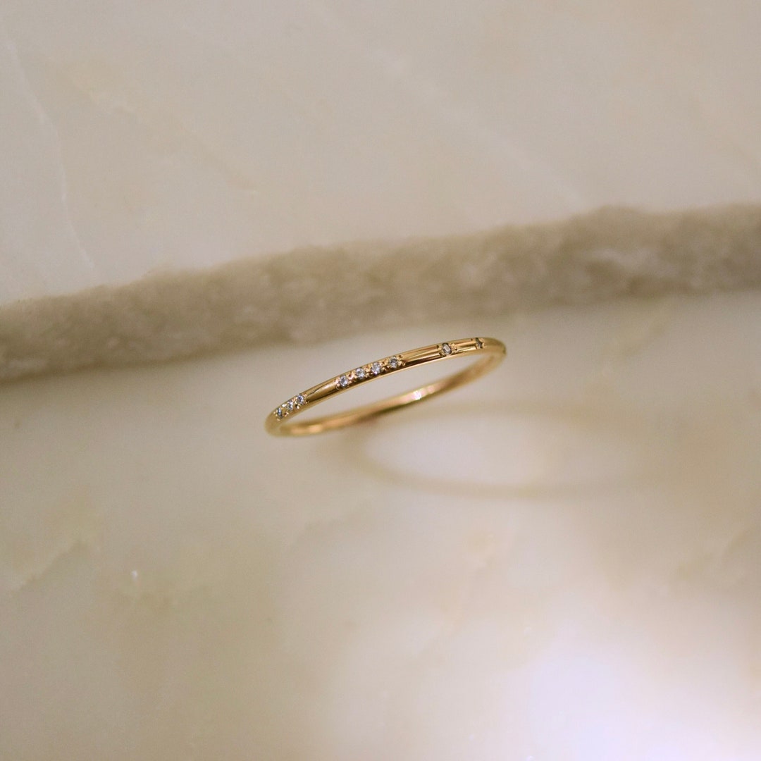 Slim Diamond Morse Code Ring - Etsy