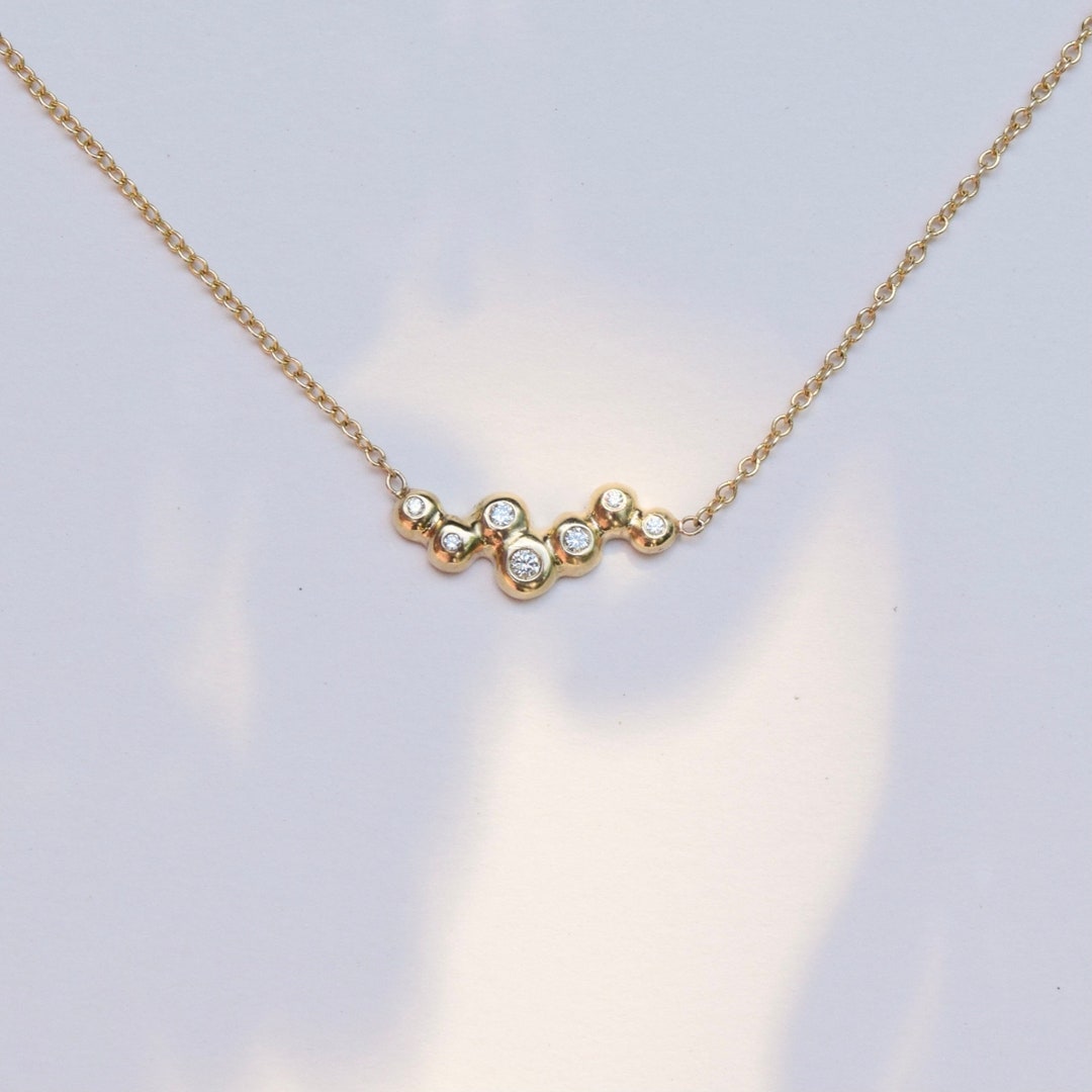 Diamond Cluster Necklace, Multi Diamonds Necklace, Celestial Necklace ...