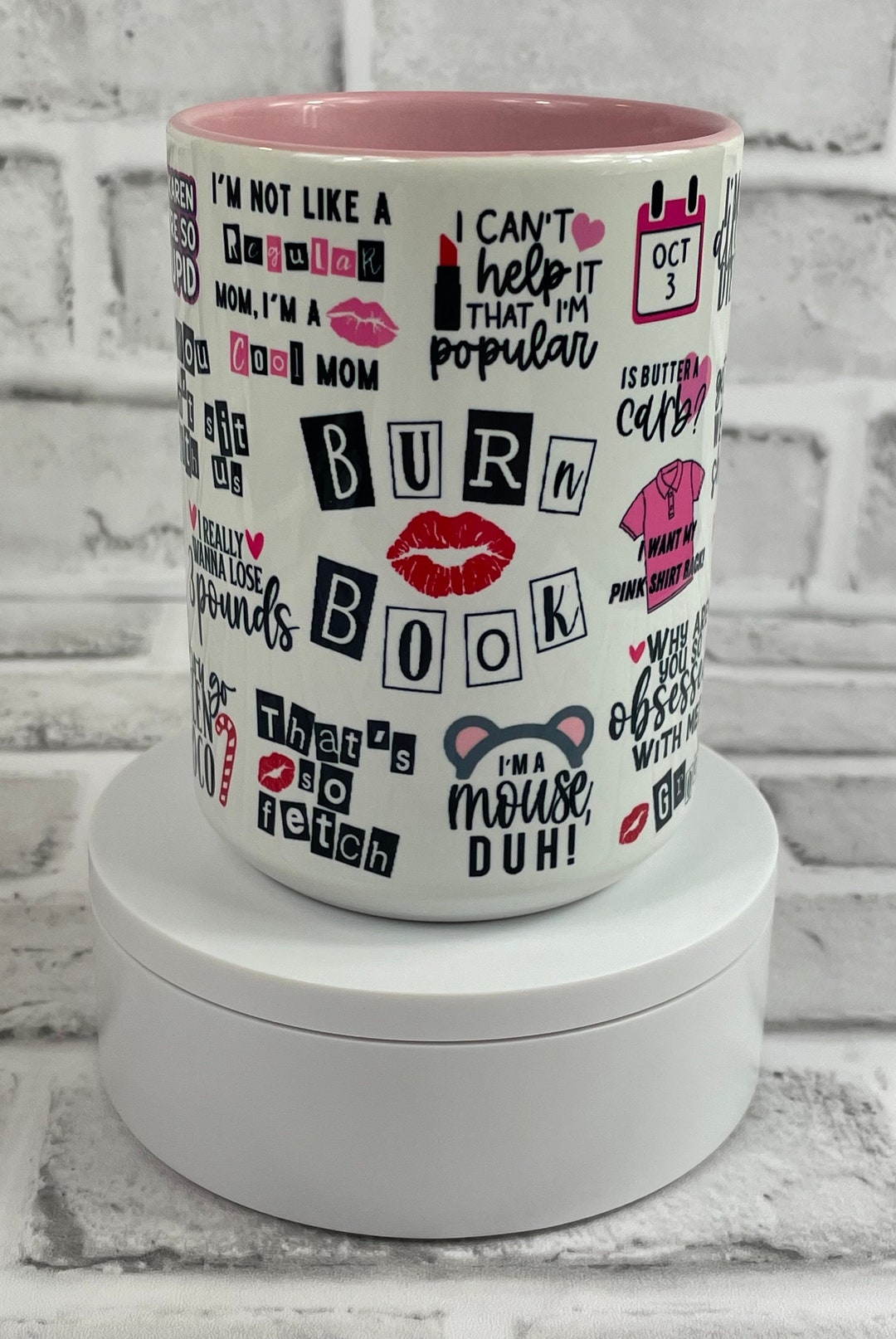 Mean Girls 15 Oz Mug With Pink Handle + Inside - Etsy