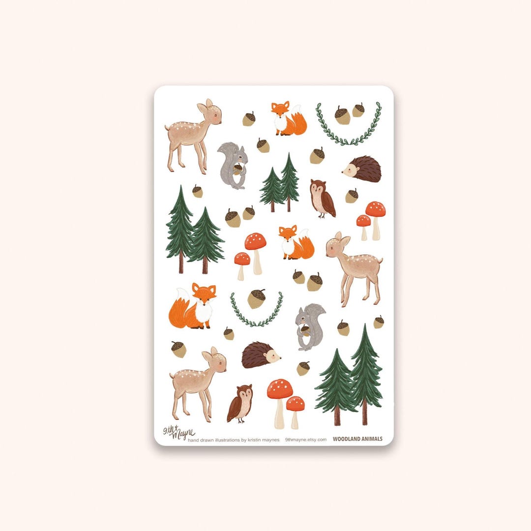 Woodland Animals Stickers For: Planners, Scrapbooks, Baby Books - Etsy